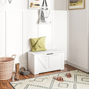 HOMCOM Úložný box do ložnice 100 L Skladovací lavice s bezpečnostním víkem pro předsíň a obývací pokoj 80x40x45 cm Bílá