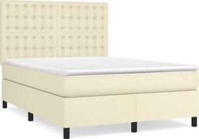 Box spring postel s matrací krémová 140x190 cm umělá kůže 3142841
