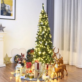 Costway 200 cm Slim Christmas Tree s Warm bílá LEDs Umělý vánoční stromek