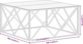 vidaXL Konferenční stolek nerezová ocel a tvrzené sklo [349978] Barva: Stříbrná