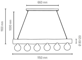 Spot-Light 69870604 - Lustr na lanku TRABO 6xE27/60W/230V borovice