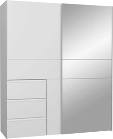 XXXLutz ŠATNÍ SKŘÍŇ SE ZRCADLEM, bílá, barvy hliníku, 170/200/61 cm Carryhome - Šatní skříně - 000687045703