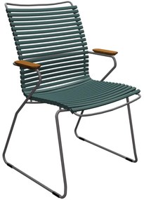 OnaDnes -20% Tmavě zelená plastová zahradní židle HOUE Click II. s područkami