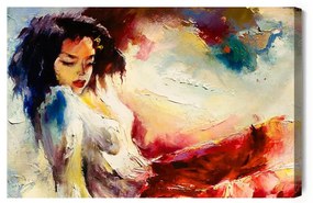 Obraz Oil Painting Of A Beautiful Sexy Girl Nedostatek Nedostatek Plátno Canvas 90x60