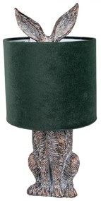 Hnědo-bílá stolní lampa králík s tmavě zeleným stínidlem Konijn – 20x43 cm