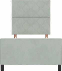 Postel s boxspringem s čelo Světle šedá 90 x 190 cm samet 3344975