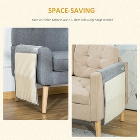 PawHut 2-Pack Škrabací podložky na pohovku - Sisalová rohož na škrábání pro kočky, pohovka, škrabací mat, šedá 130 x 45 x 0,3 cm