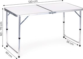 Skládací turistický stůl Veloca 120x60 cm bílý