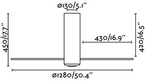 FARO 32036- Stropní ventilátor TUBE FAN černá/čirá pr. 128 cm + dálkové ovládání