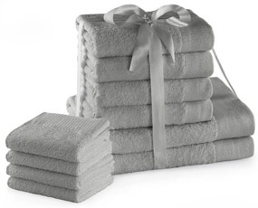 Sada bavlněných ručníků AmeliaHome AMARI 2+4+4 ks stříbrná