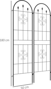 Outsunny Sada 2 zahradních treláží, podpora pro popínavé rostliny z oceli, 50Š x 180V cm, černá | Aosom