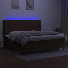 Box spring postel s matrací a LED tmavě hnědá 200x200 cm textil 3138504
