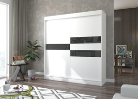 ADRK Furniture Skříň s posuvnými dveřmi a lacobelem BATIA 200 ADRK-SW-BAT-W-BL-200