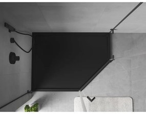 Mexen Flow, pětiúhelníková sprchová vanička slim 100 x 80 cm, levá, černá matná - 46P708010L