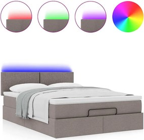 Osmanská postel s matrací &amp; LED Taupe 140x200 cm Látka 3312233