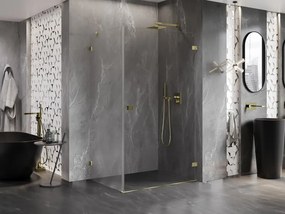 Mexen Lunar-B, pravostranný výklopný sprchový kout 100 x 80 cm, 8mm čiré sklo, zlatý profil, 832-100-080-50-00-P