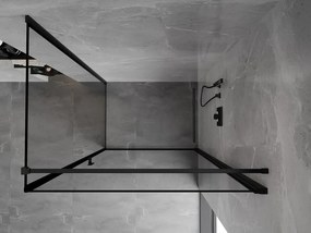 Mexen Mist-B, 1-křídlý ​​výklopný sprchový kout, pravý, 80 x 85 cm, čiré sklo-černý rám, 8A2T-080-085-70-70-P