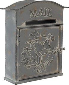 Šedá retro poštovní schránka Mail - 26*10*31 cm