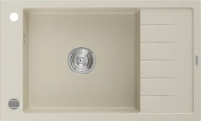 Mexen Elias granitový dřez s 1 komorou a odkapávačem 795 x 480 mm, béžový, sifon chrom - 6511791005-69