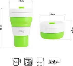 NILS Camp NC4103 600ml světle zelený / Skládací silikonový hrnek