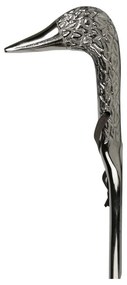Stříbrná kovová obouvací lžíce s hlavou kachny - 10*3*58 cm