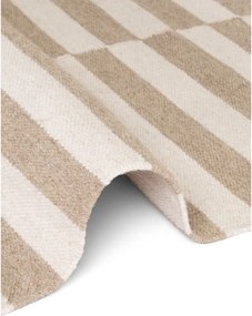 Bílý/světle hnědý oboustranný/ručně tkaný vlněný koberec 80x150 cm Vika – Hanse Home
