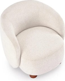 Designové křeslo BAKER — dřevo, látka, krémová