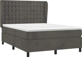 Box spring postel s matrací tmavě šedá 140x200 cm samet 3129454