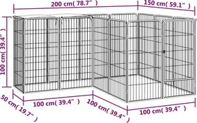 14panelová ohrádka pro psy černá 50 x 100 cm práškovaná ocel 3115949