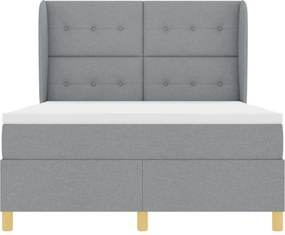 Postel s boxspringem s čelo Světle šedá 190 x 140 cm textil 3340746