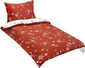 Bellatex Povlečení MIKROFLANEL 140x200, 70x90 cm Vločka Terrakota,Bílá