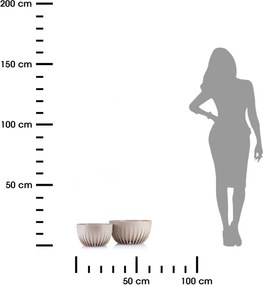 PLASTOVÝ KVĚTINÁČ STRIPPED ECO SADA 2KS 16X30 CM+15X24 CM BÉŽOVÁ