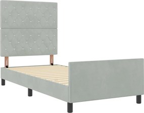 Postel s boxspringem s čelo Světle šedá 90 x 190 cm samet 3344843