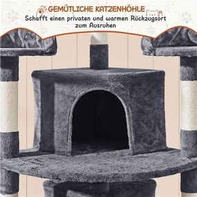 Kočičí nábytek se škrabadlem Yaheetech – tmavě šedá, 55,5 cm (délka) × 55,5 cm (šířka) × 194 cm (výška), 194 cm (265926531864)