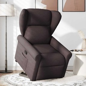 Zvedací polohovací křeslo tmavě hnědé textil 3303379