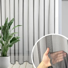Tilová moderní záclona s řasící páskou tmavě šedá jemný tyl metráž Ervi DP 276