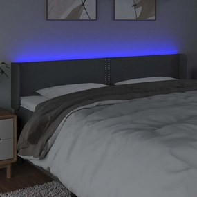 Čelo postele s LED tmavě šedé 183 x 16 x 78/88 cm textil 3123111