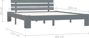 Rám postele šedý masivní borovice 160 x 200 cm 283170