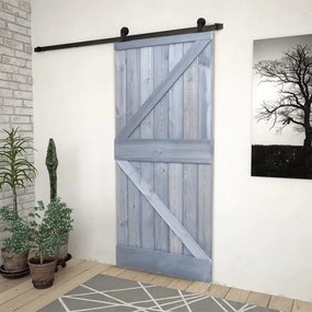 vidaXL Posuvné dveře s kováním 90 x 210 cm masivní borovice [3057498] Barva: Hnědá