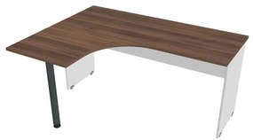 Stůl ergo pravý 160*120 cm - Hobis Gate GE 60 P Dekor stolové desky: ořech, Dekor lamino podnože: bílá, Barva nohy: černá