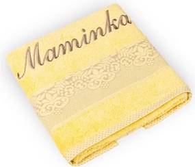 Bellatex Froté ručník orchidea s výšivkou MAMINKA 50x100 cm Maminka Žlutá