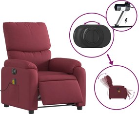 Elektrické masážní polohovací křeslo vínové textil 3204815