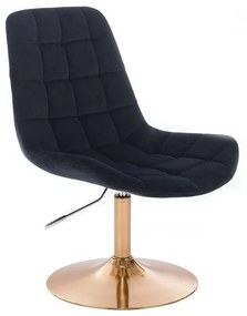 LuxuryForm DESIGN Otočná židle PARIS VELUR na zlatém talíři - černá