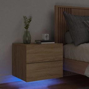 vidaXL Nástěnný noční stolek s LED osvětlením dub sonoma