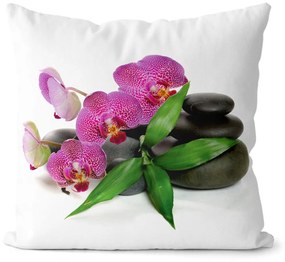Polštář Orchidej na kamenech (Velikost: 40 x 40 cm)