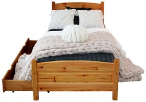 Vyvýšená postel Joana + pěnová matrace COMFORT 14 cm + rošt ZDARMA, 90 x 200 cm, olše-lak