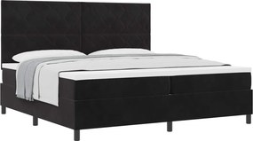 Postel s boxspringem s čelo Černý 200 x 200 cm samet 3339922