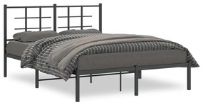 Kovový rám postele s čelem černý 140 x 190 cm