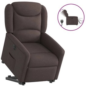 Elektrické zvedací polohovací křeslo tmavě hnědé textil 3303219