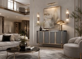 Komoda Stilig ST384 160 cm černý mramor/grafit/zlatá
